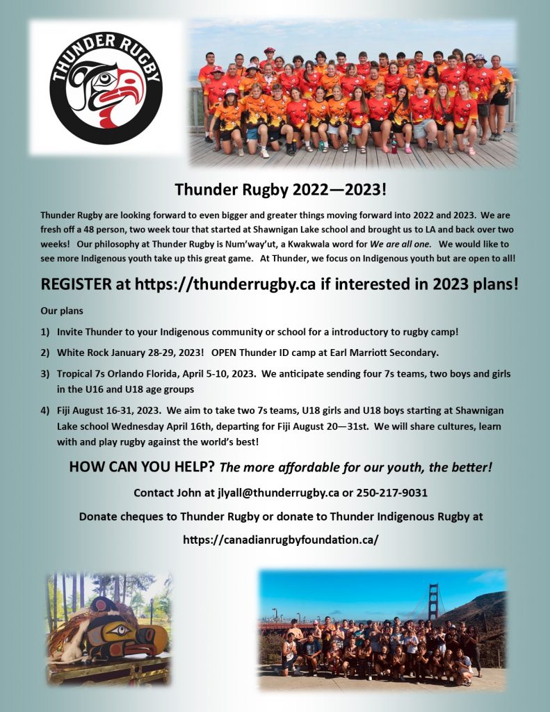 | ThunderRugby.ca - Supporting Indigenous Rugby Programs